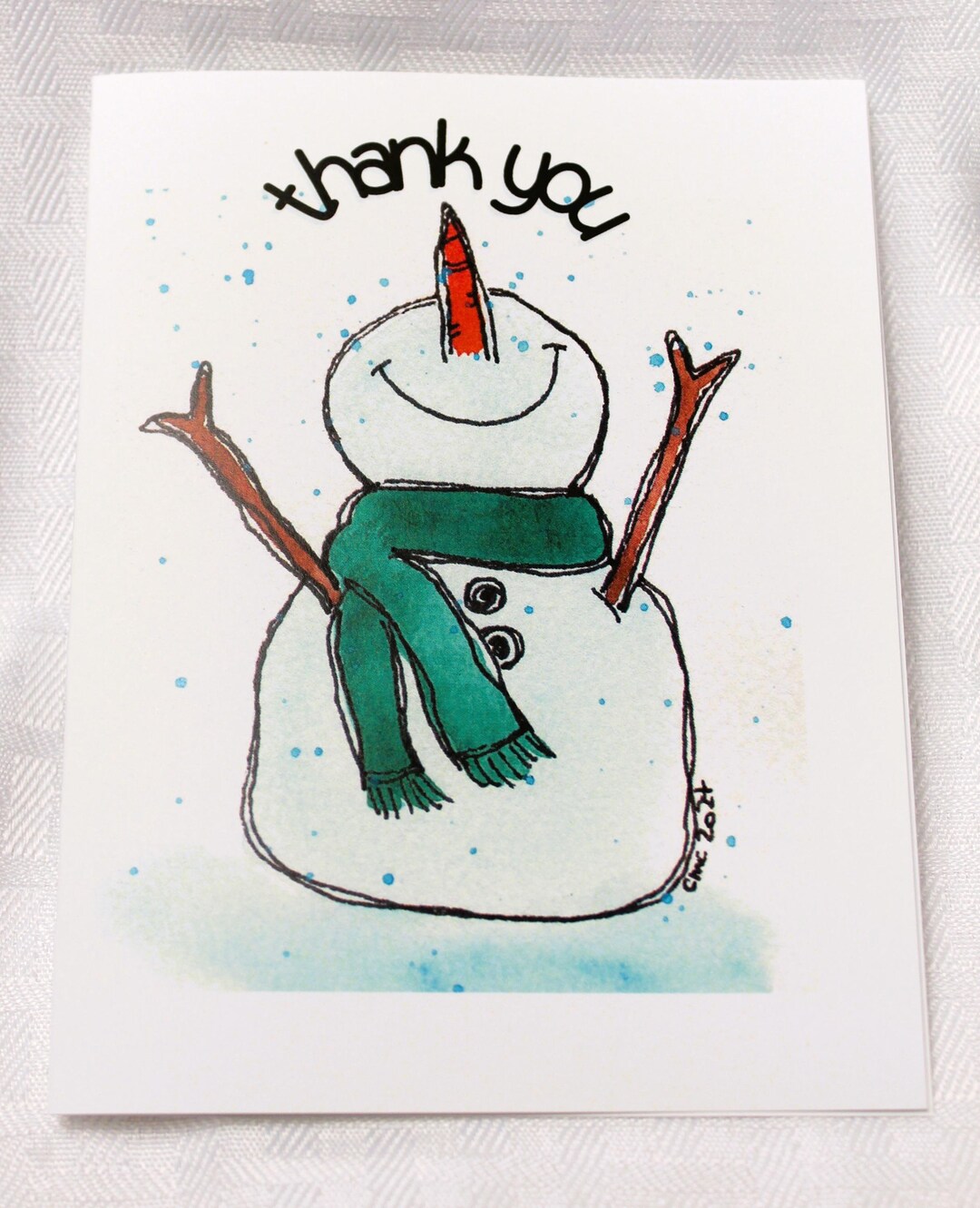 Snowman Thank You Card Set of 3 Snowman Card Set Blank Cards Folded ...