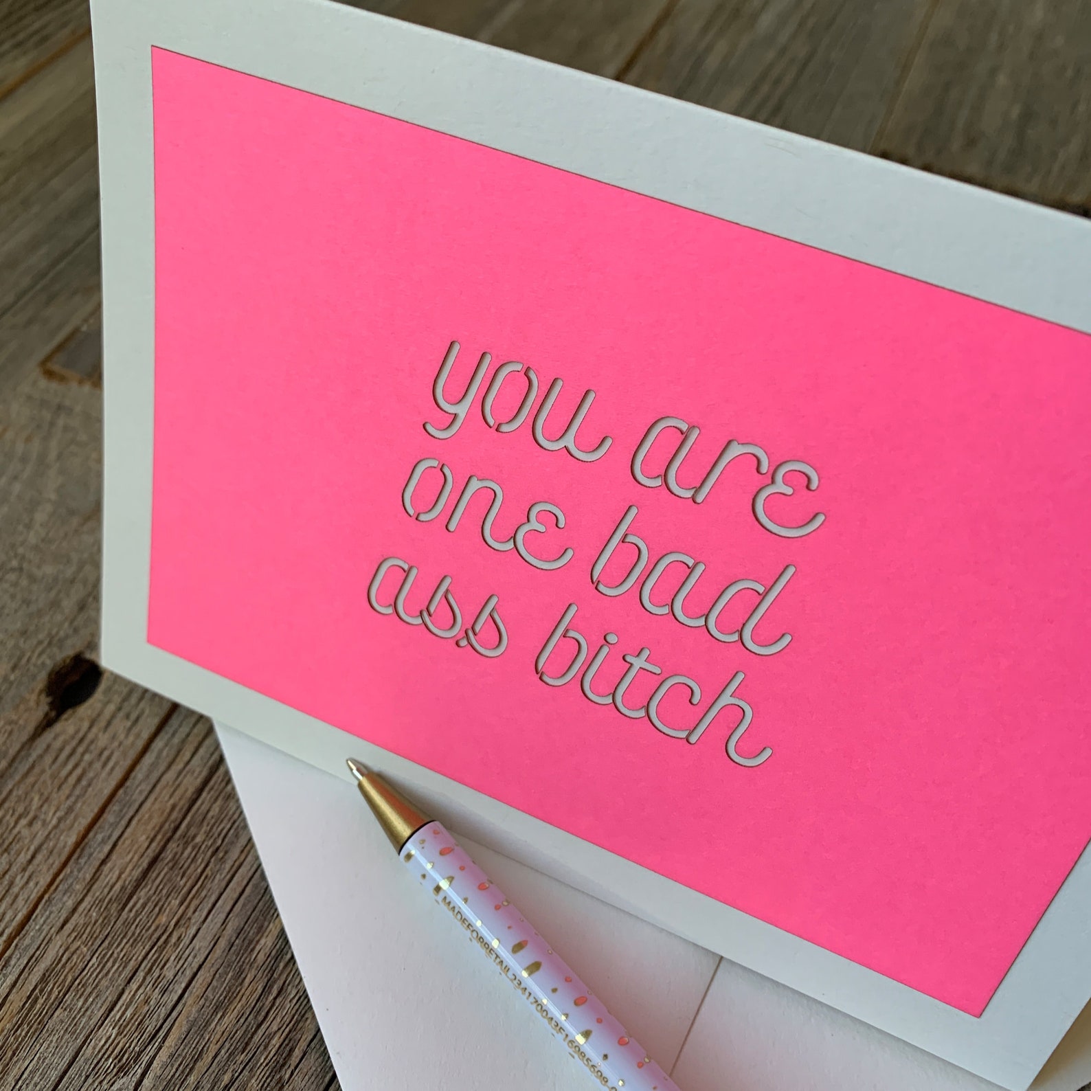 You're a Bad Ass Bitch Card, Friend Card, Breast Cancer Card, Best ...