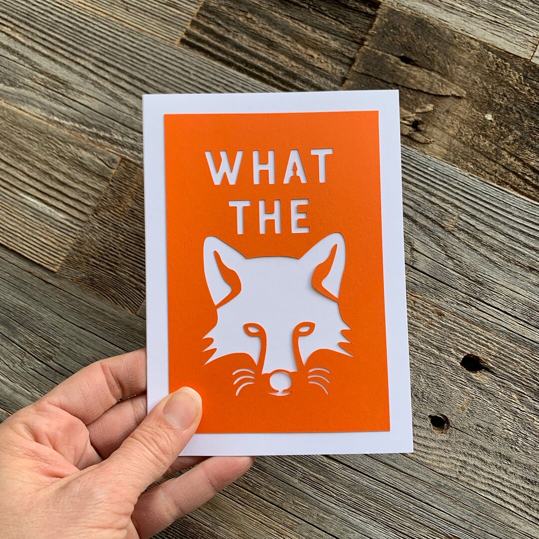 What the Fox Card Fox Pun Card Papercut Fox Card WTF Card - Etsy