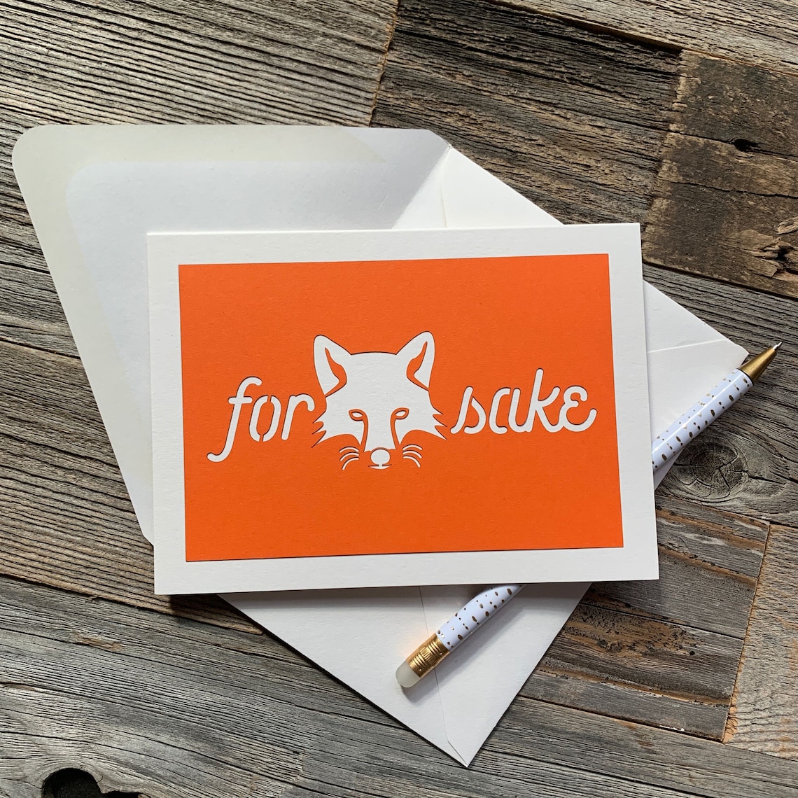For Fox Sake Card Fox Pun Card Papercut Fox Card Oh For Fox | Etsy