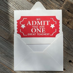 Teacher Appreciation Card, Thank You Teacher Card, Back to School Card ...