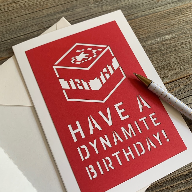 Minecraft Inspired Birthday Card Dynamite Birthday Card | Etsy