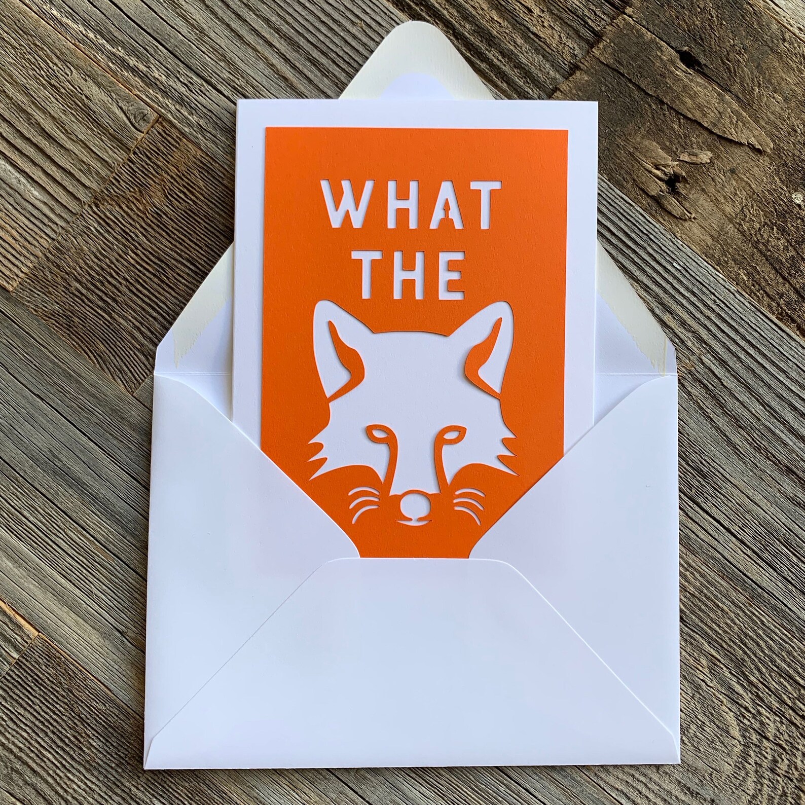 What the Fox Card Fox Pun Card Papercut Fox Card WTF Card | Etsy