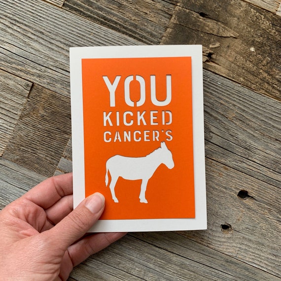 You Kicked Cancer's Ass Card Done With Chemotherapy Card | Etsy