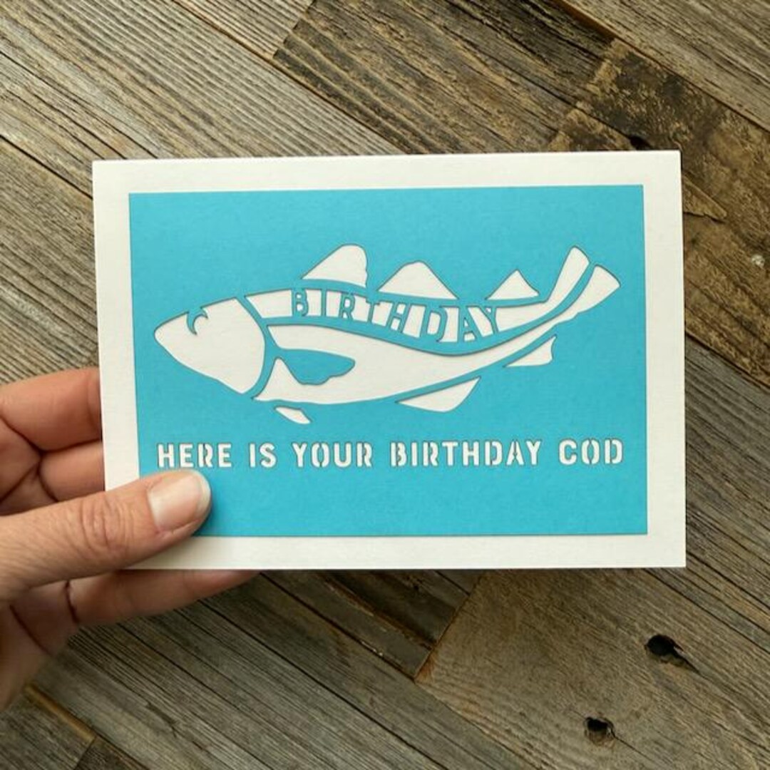 Birthday Cod Card, Fishing Birthday Card, Fish Card, Birthday Card for ...