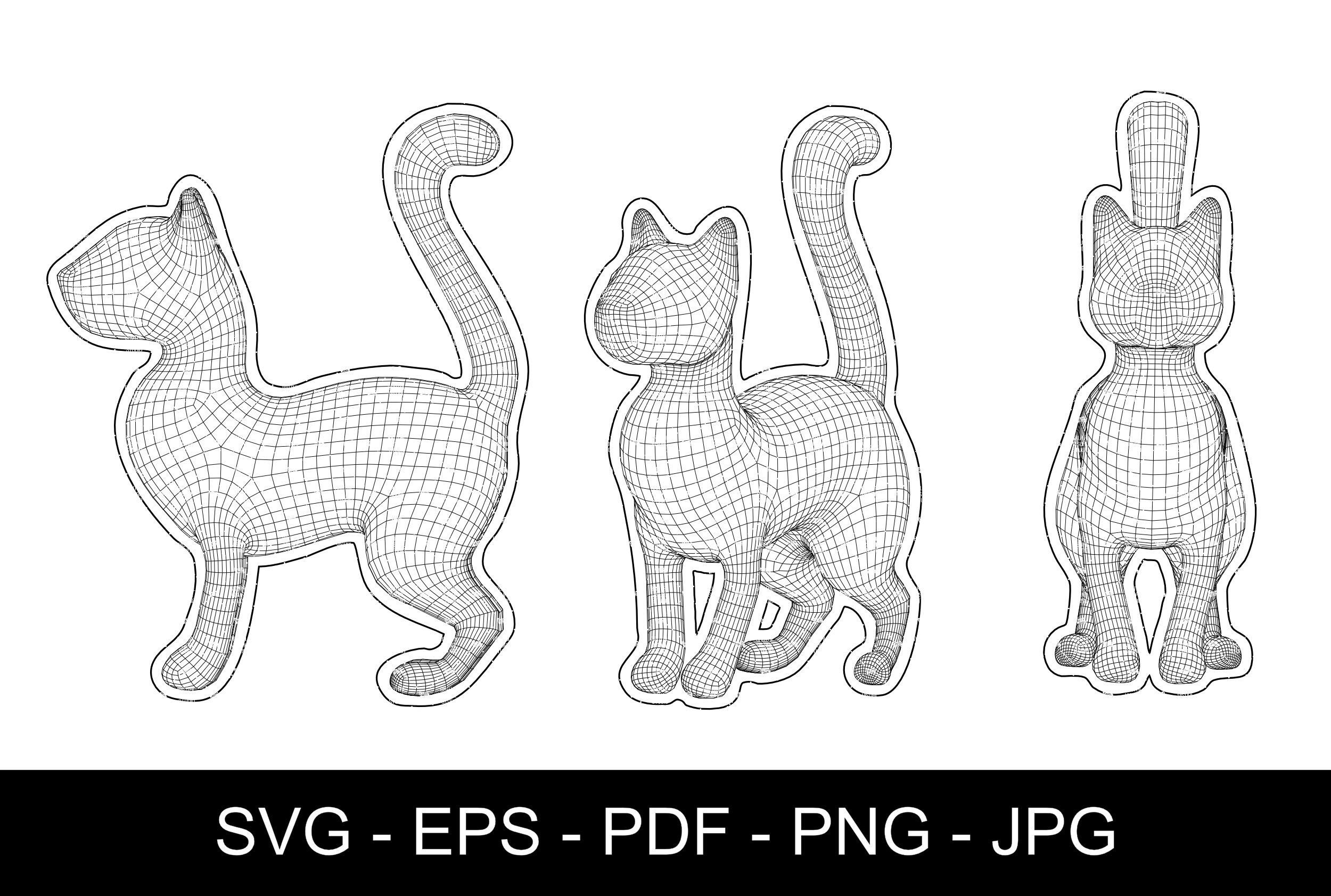 Cool Cat in Wireframe True vector source Ideal for CNCs | Etsy