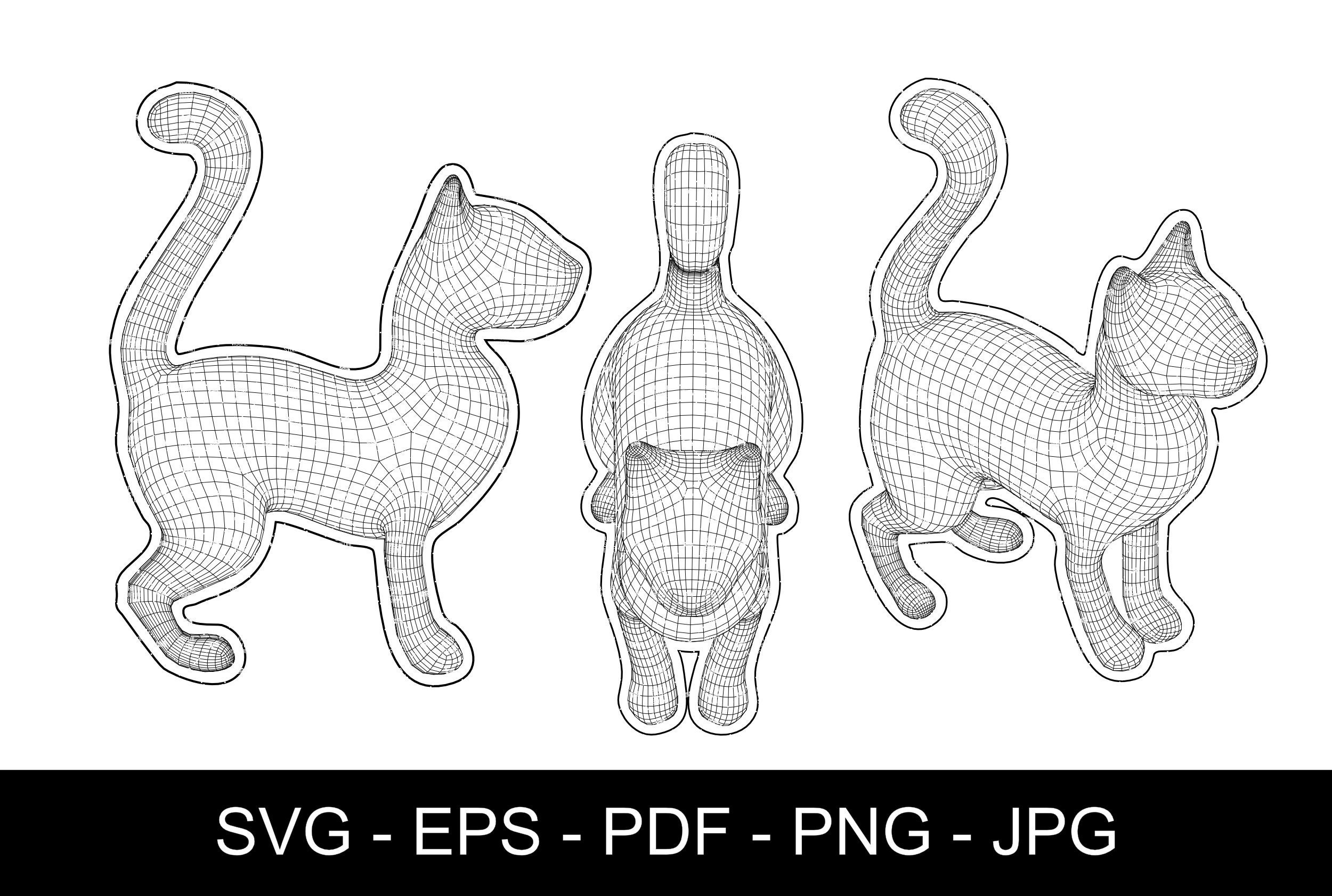 Cool Cat in Wireframe True vector source Ideal for CNCs | Etsy