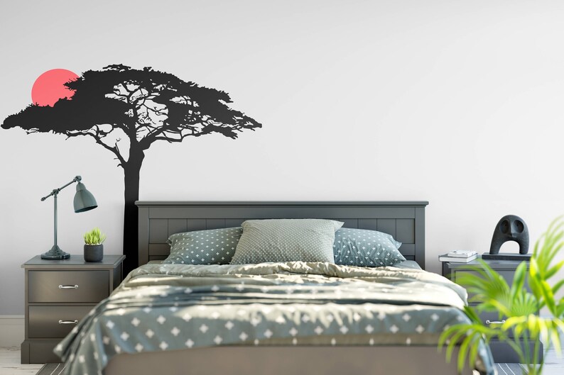 Acacia Tree at sunset Tree Wall Decal / Sticker Wall decor in | Etsy