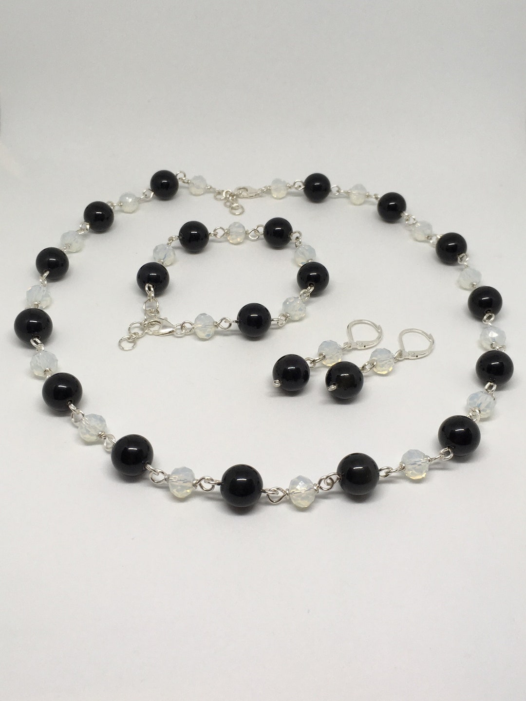 Obsidian Jewellery Set / Black Onyx Jewellery Set, Gemstone Silver Set ...