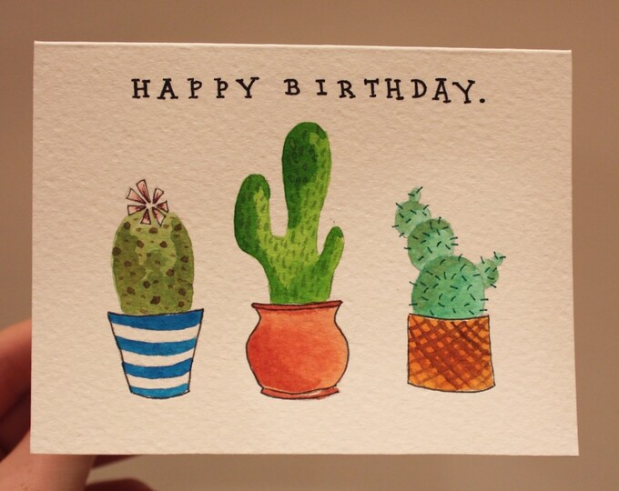 Cactus Happy Birthday Card - Etsy