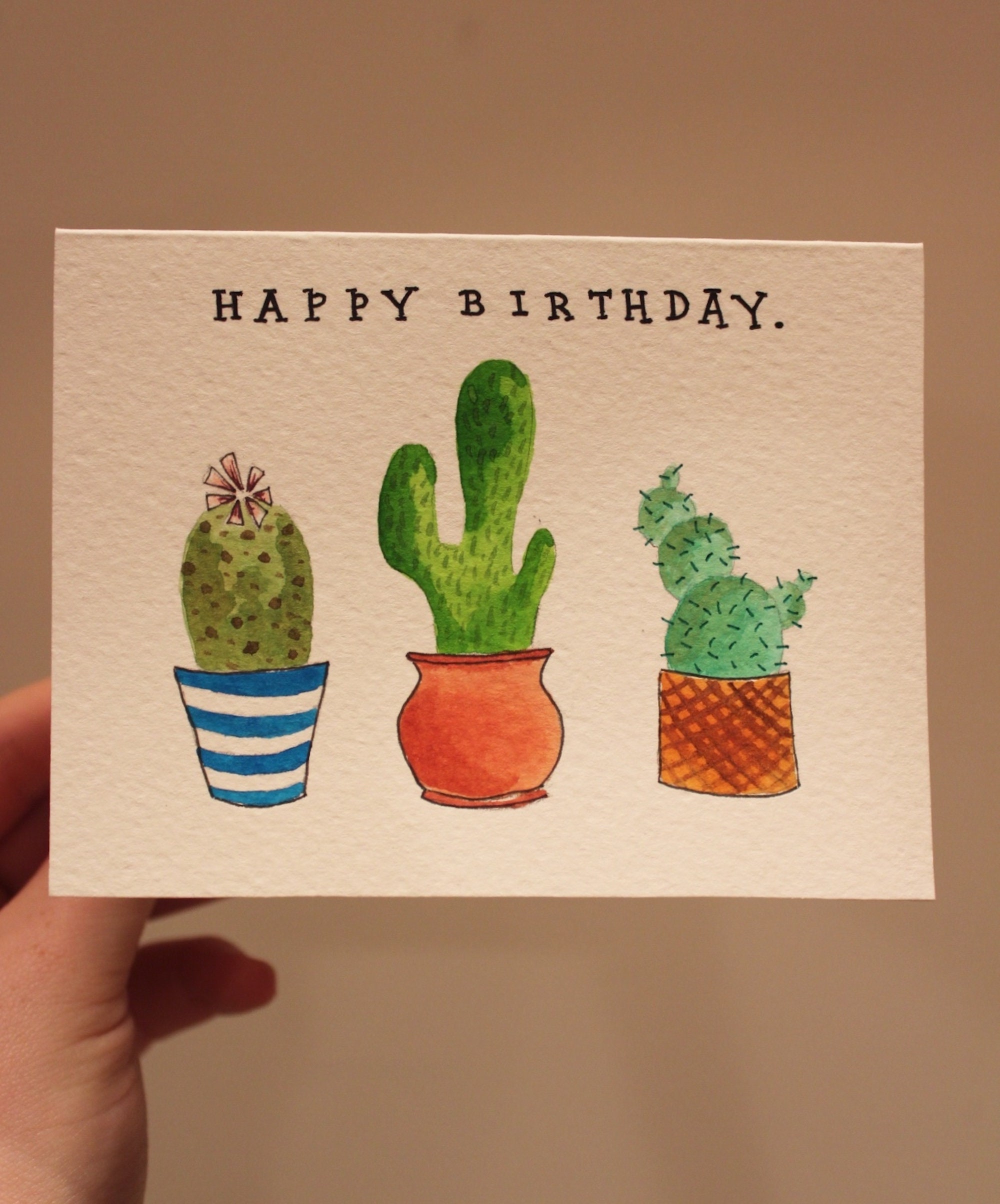 Cactus Happy Birthday Card - Etsy