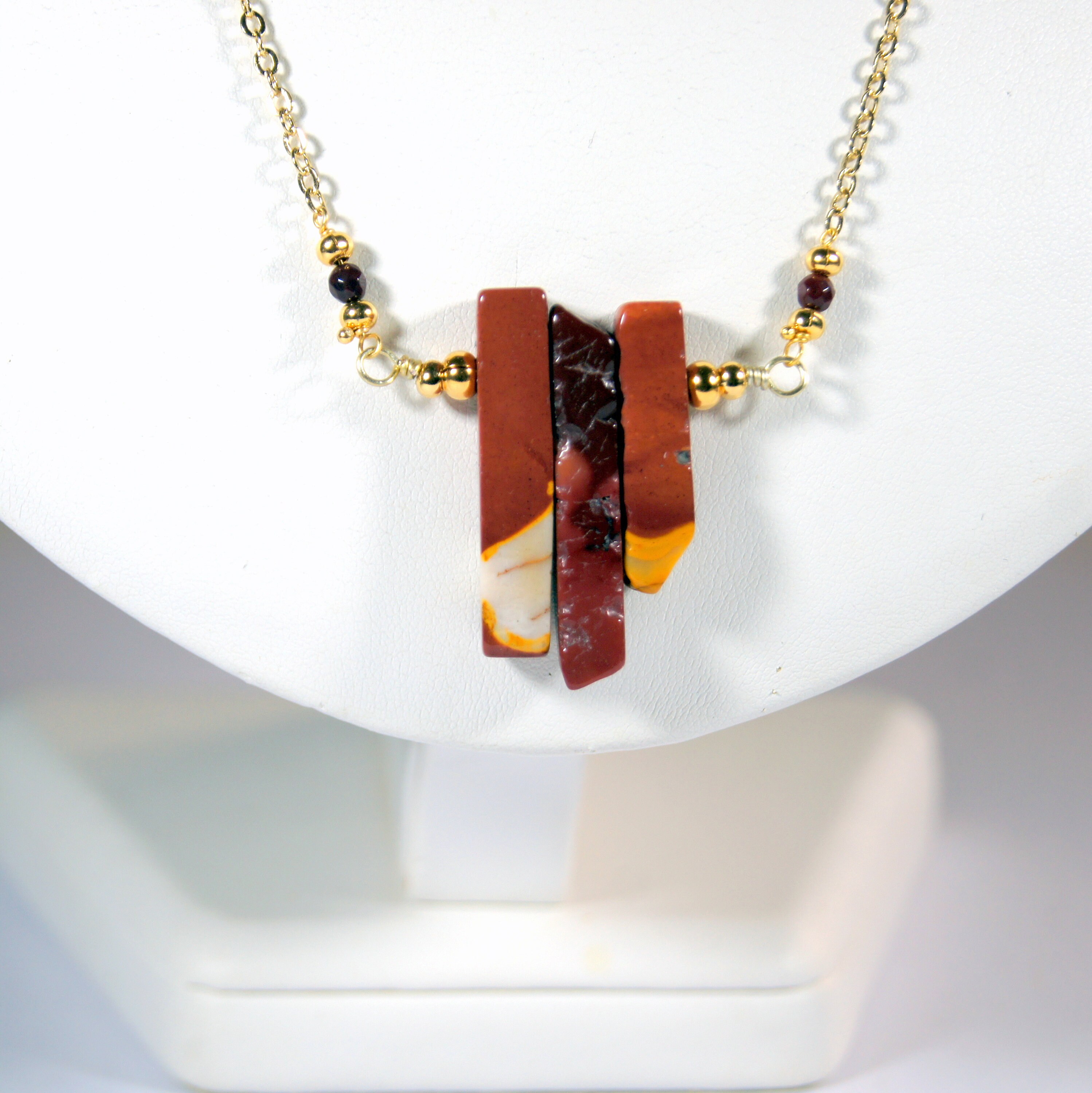 Buy Dainty Multicolour Mookaite Necklace Mookite Pendant Gold Jasper ...