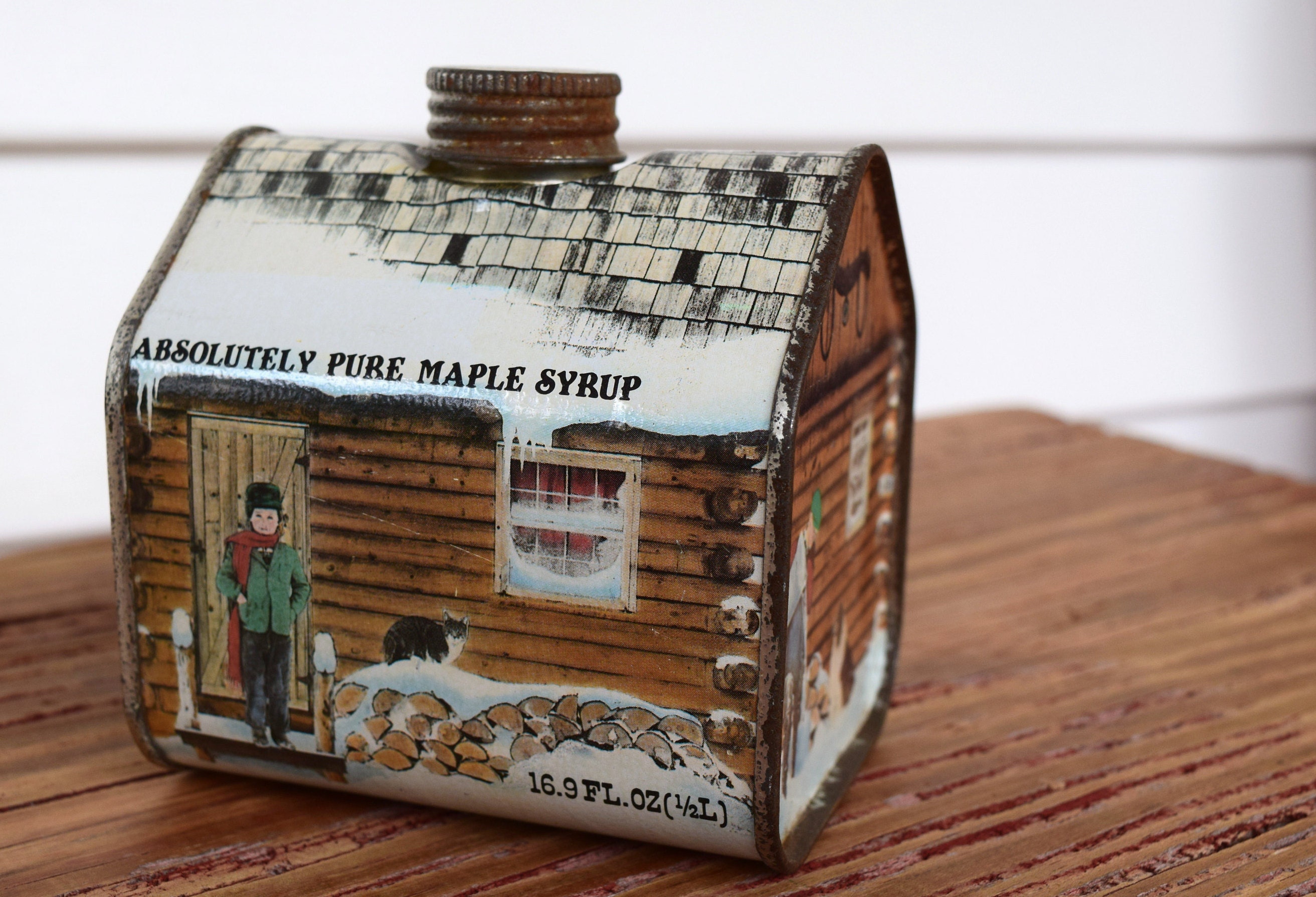 Maple Syrup Tin Cabin Tin Vermont 1984 Small Winter Scene - Etsy