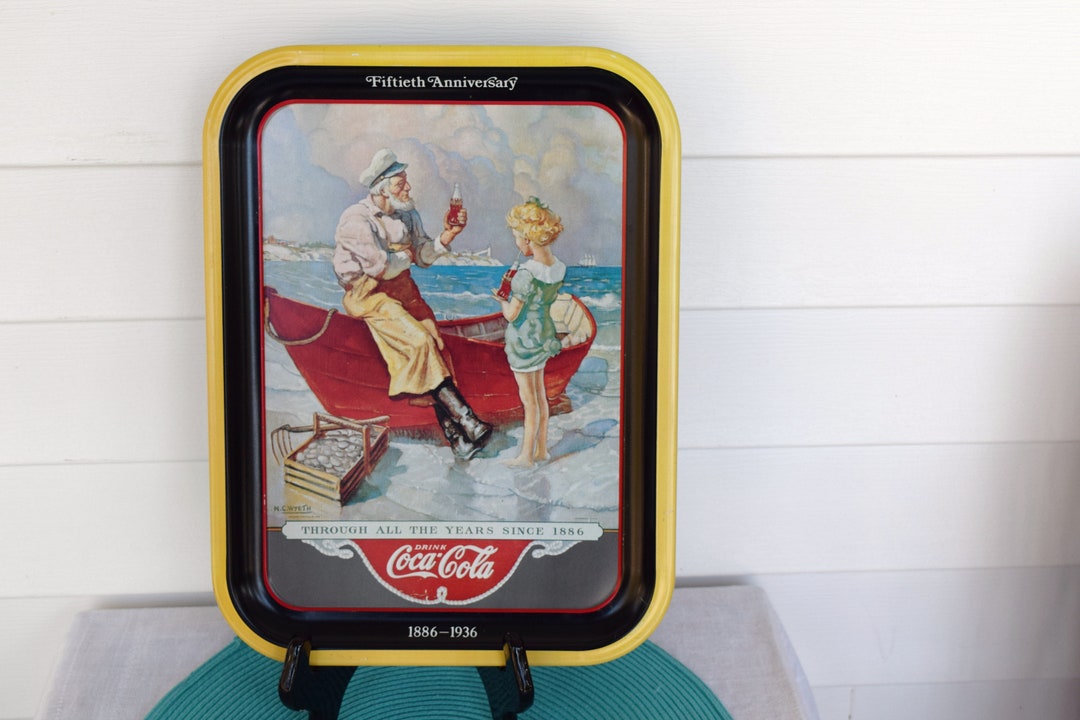 Vintage Coca-cola Tray, N.C. Wyeth "sea Captain" Art, 1987 - Etsy