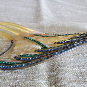 Old Bakelite Rhinestone Hair Comb, Apple Juice, Retro Hair Comb, Hair ...