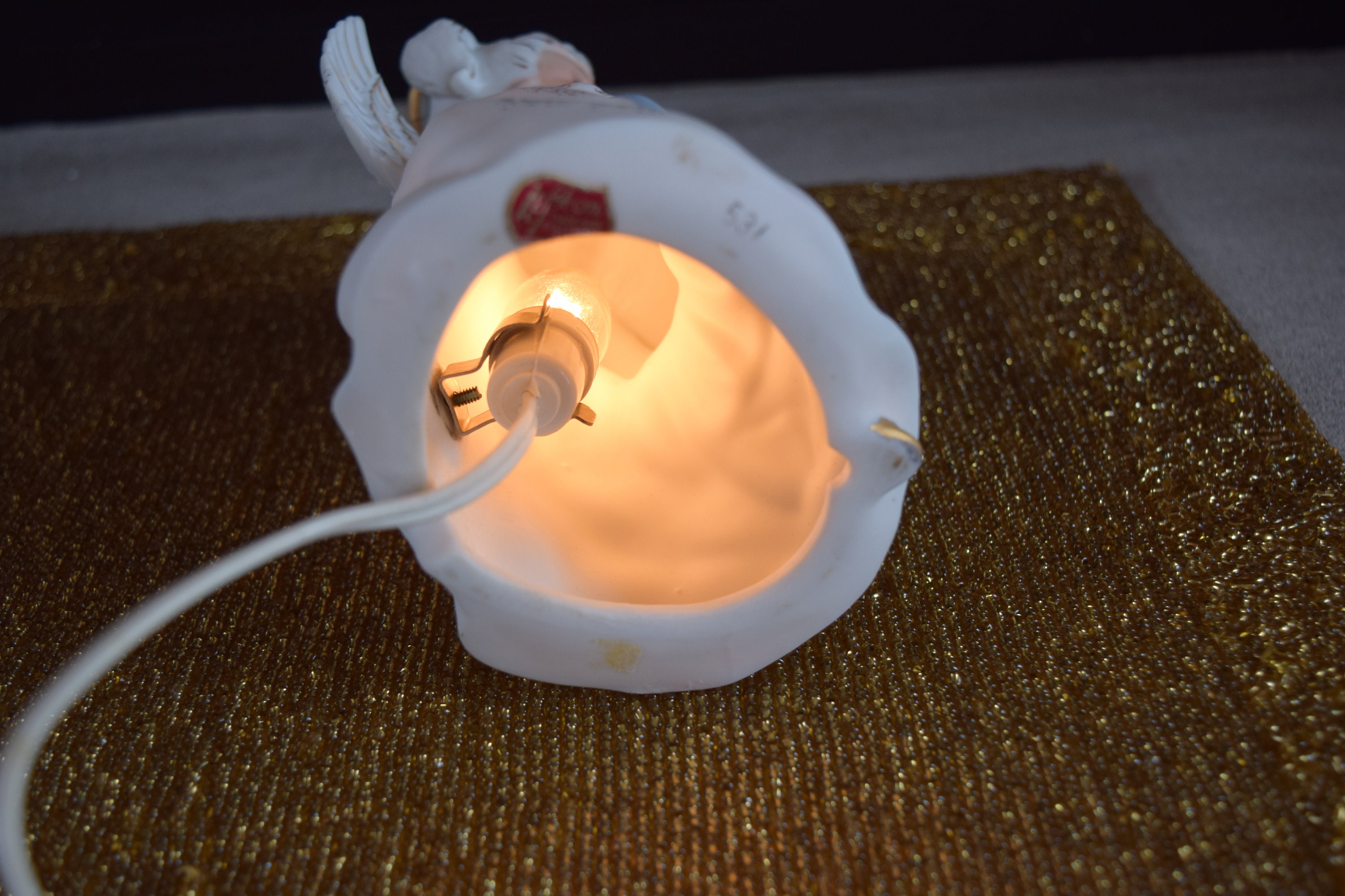 Lefton Angel Night Light, Japan, Porcelain, Hand Painted, Angel Lamp ...