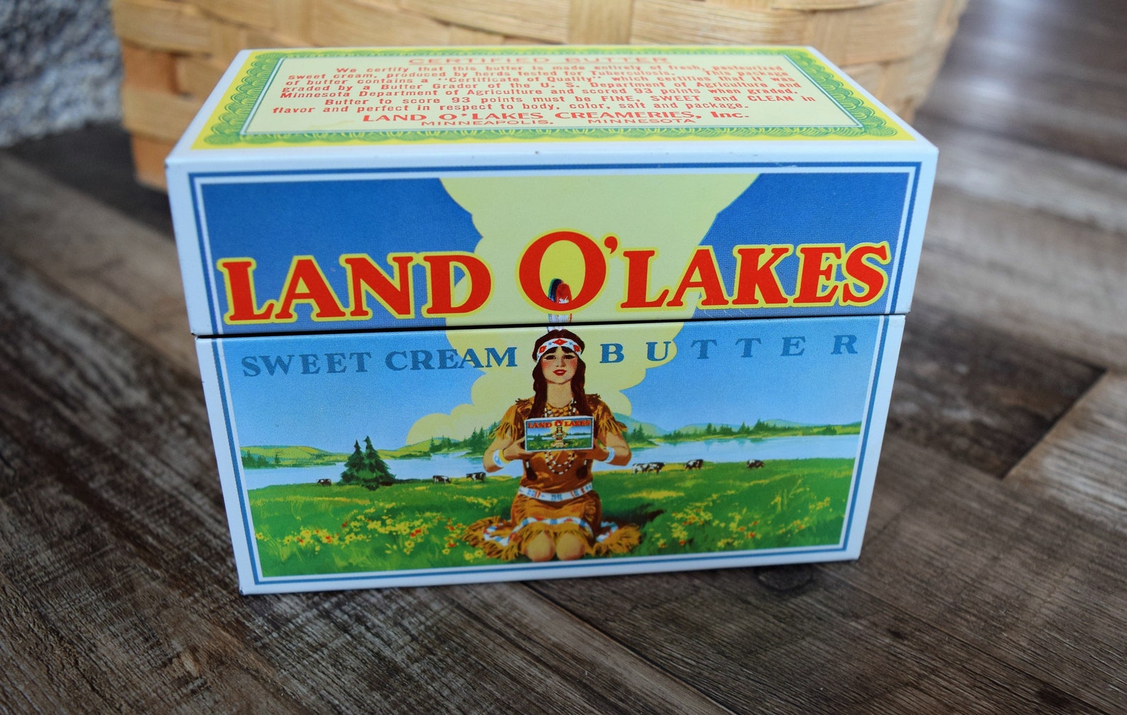 Land O Lakes Recipe Box, Metal, Mia Indian Maiden, Dividers and Recipes ...