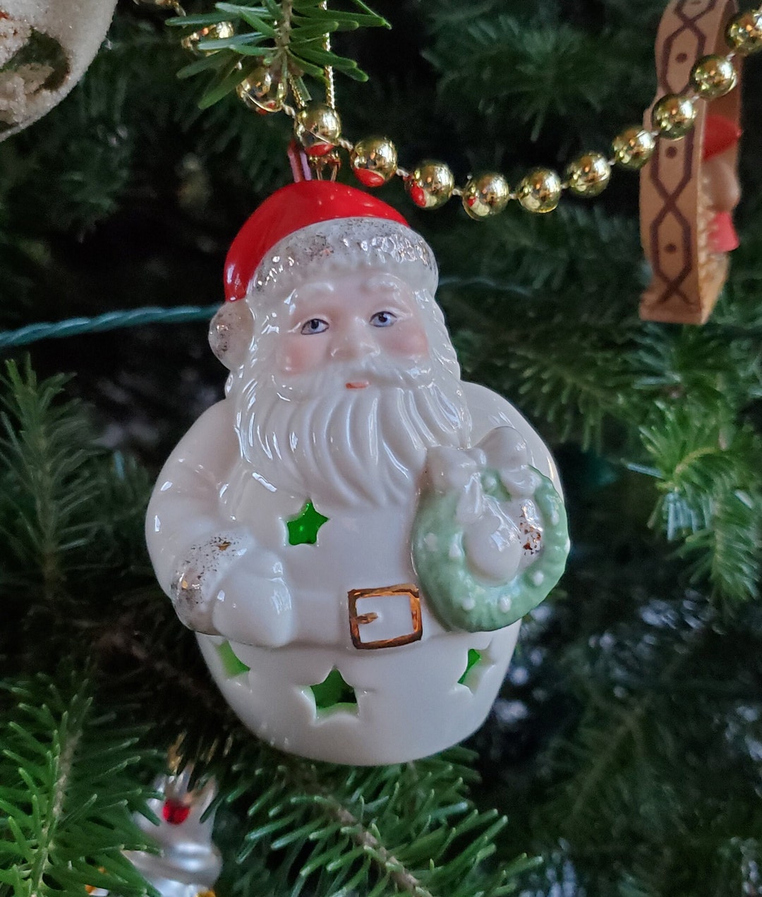 Lenox Light up Porcelain Santa Ornament, Chang Light Santa, Blinking ...