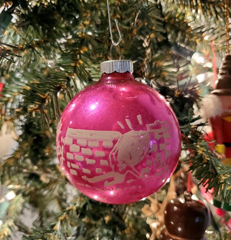 Humpty Dumpty Nursery Rhyme Shiny Brite Pink Mercury Glass Stencil ...