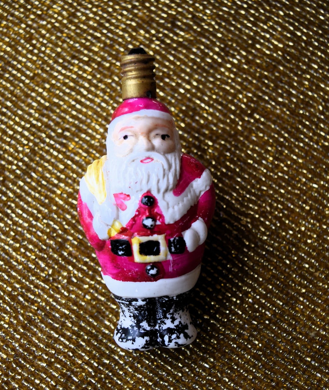 Vintage Milk Glass Santa Christmas Tree Light Bulb, Figural Christmas ...