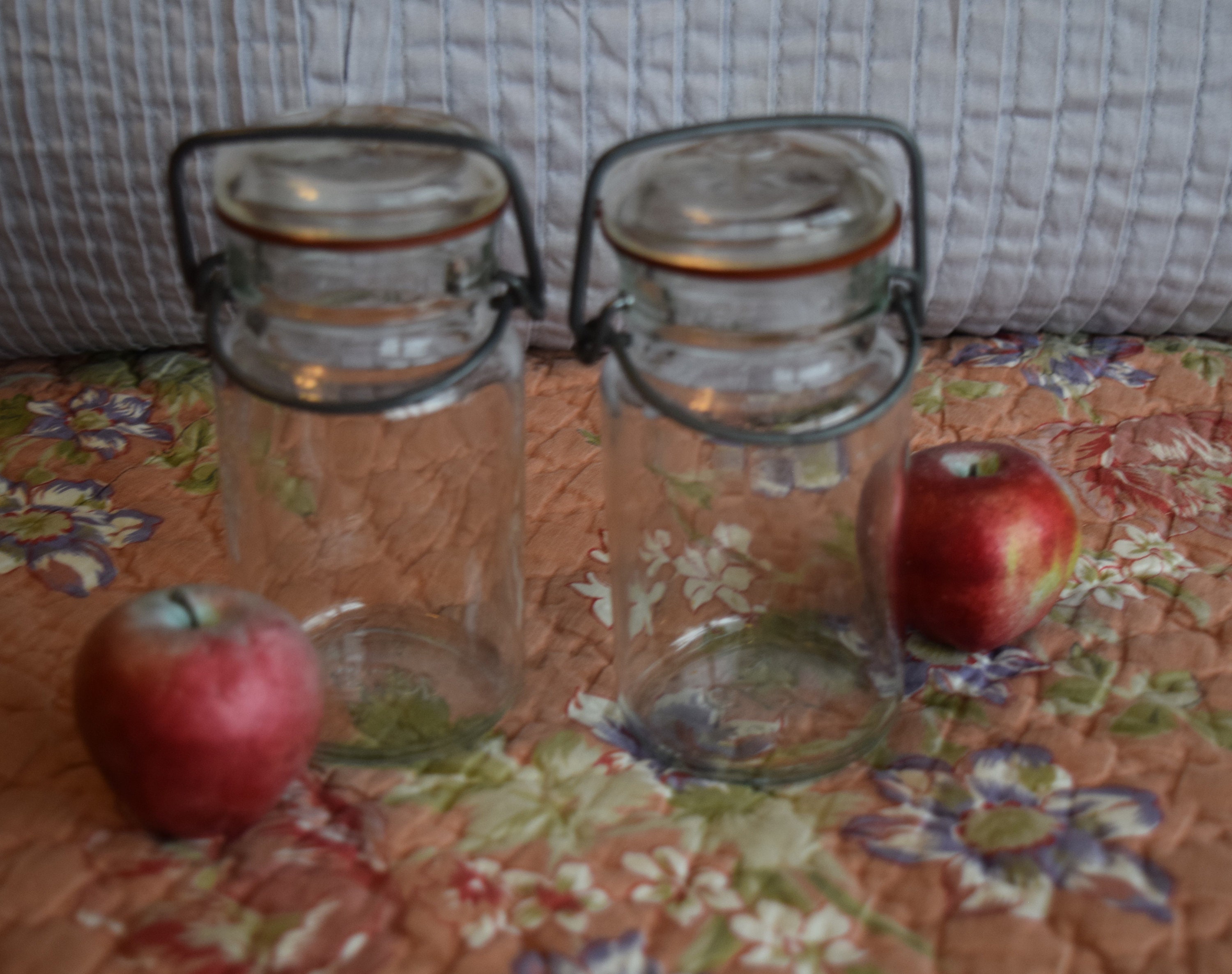 Two 1879 K 10 Clear Glass Canning Jars Glass Lids Metal Etsy