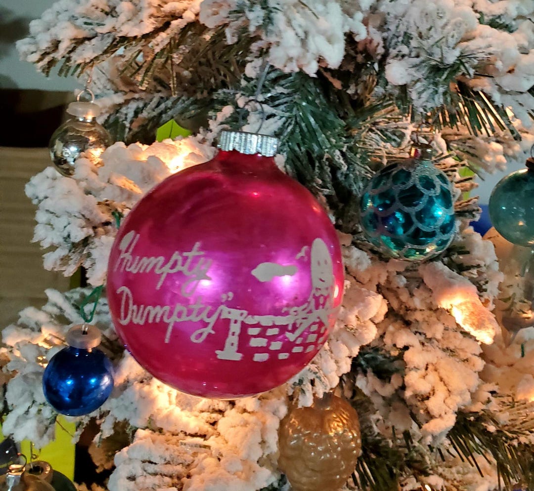 Humpty Dumpty Nursery Rhyme Shiny Brite Pink Mercury Glass Stencil ...