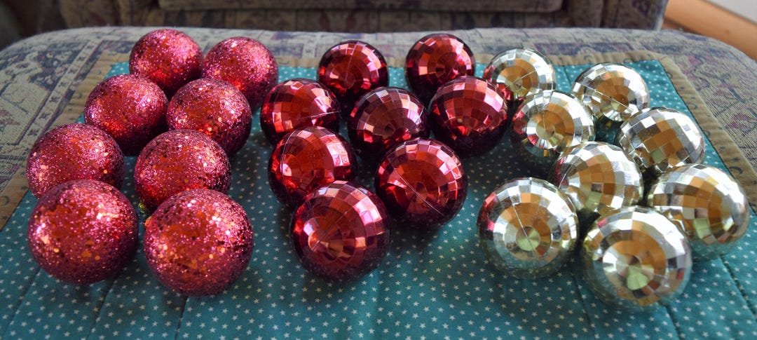 Retro Sequin Plastic Disco Ball Ornaments, Sets of 8, Unbreakable ...