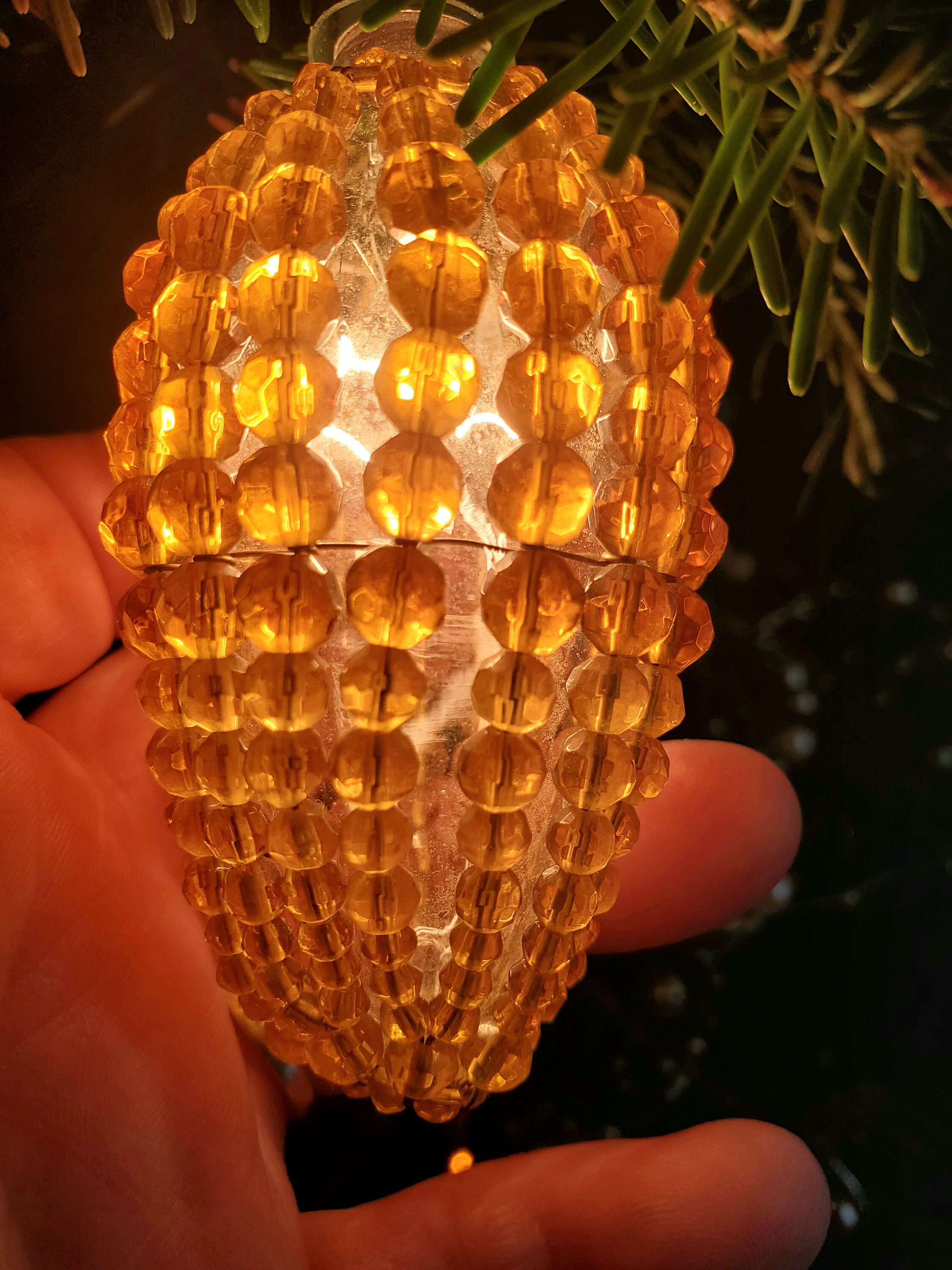 Antique Gold Glass Beaded Light Bulb, Chandelier Covers, Wired Glass ...