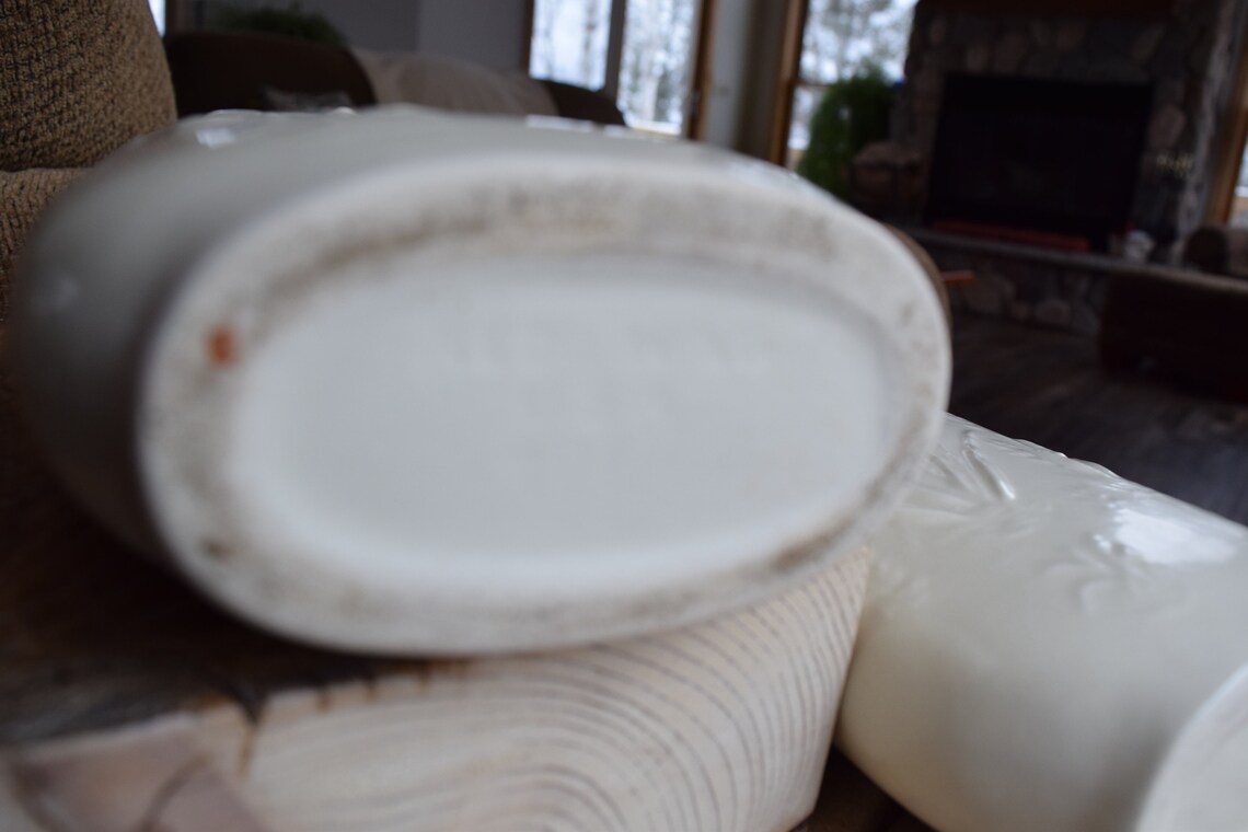 Vintage Red Wing Pottery Cattail Planter Set / Two Vases Set, Cream ...