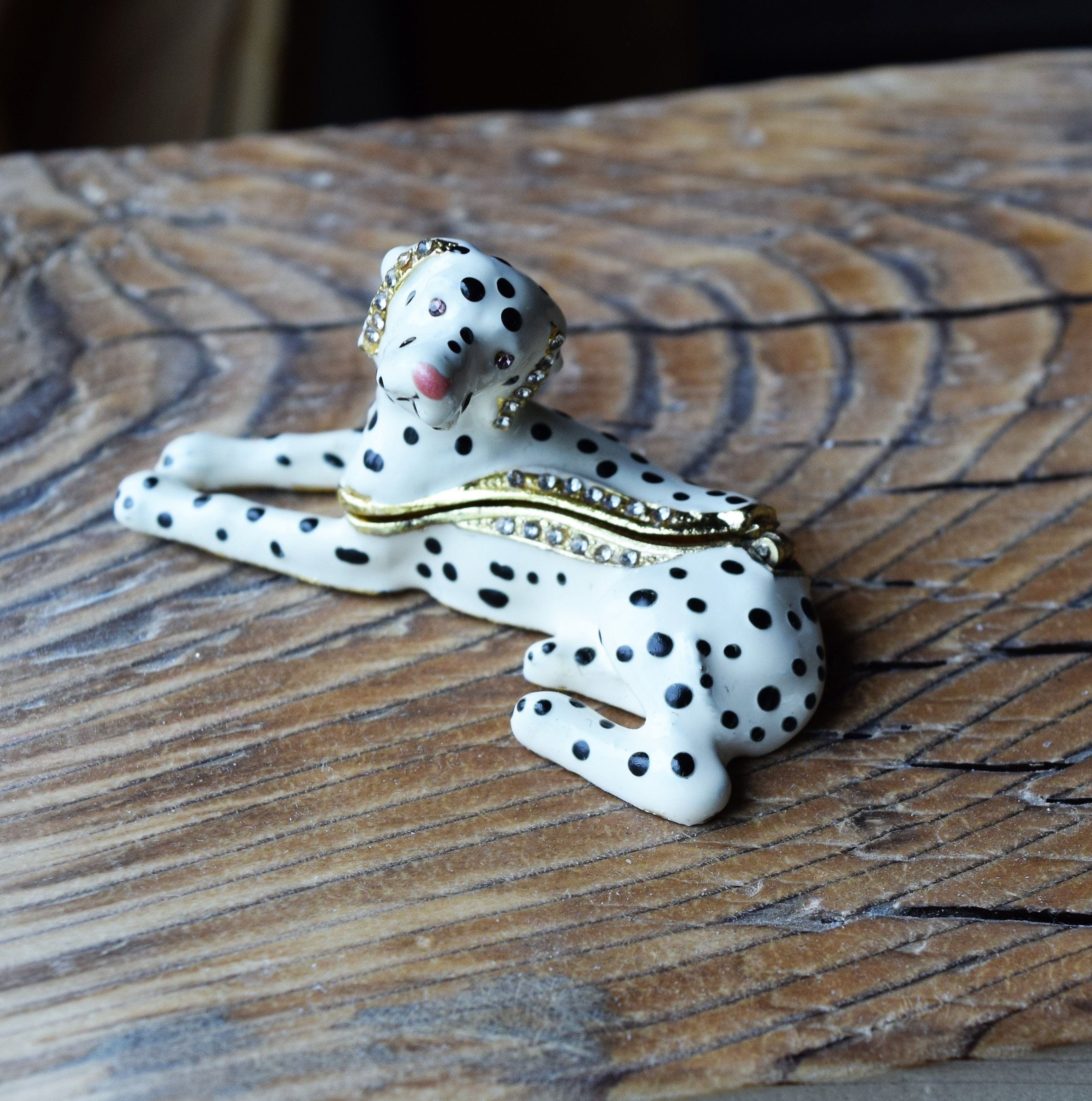 Dalmation Dog Trinket Box, Bejeweled, Enamel, Miniature, Magnet Closure ...