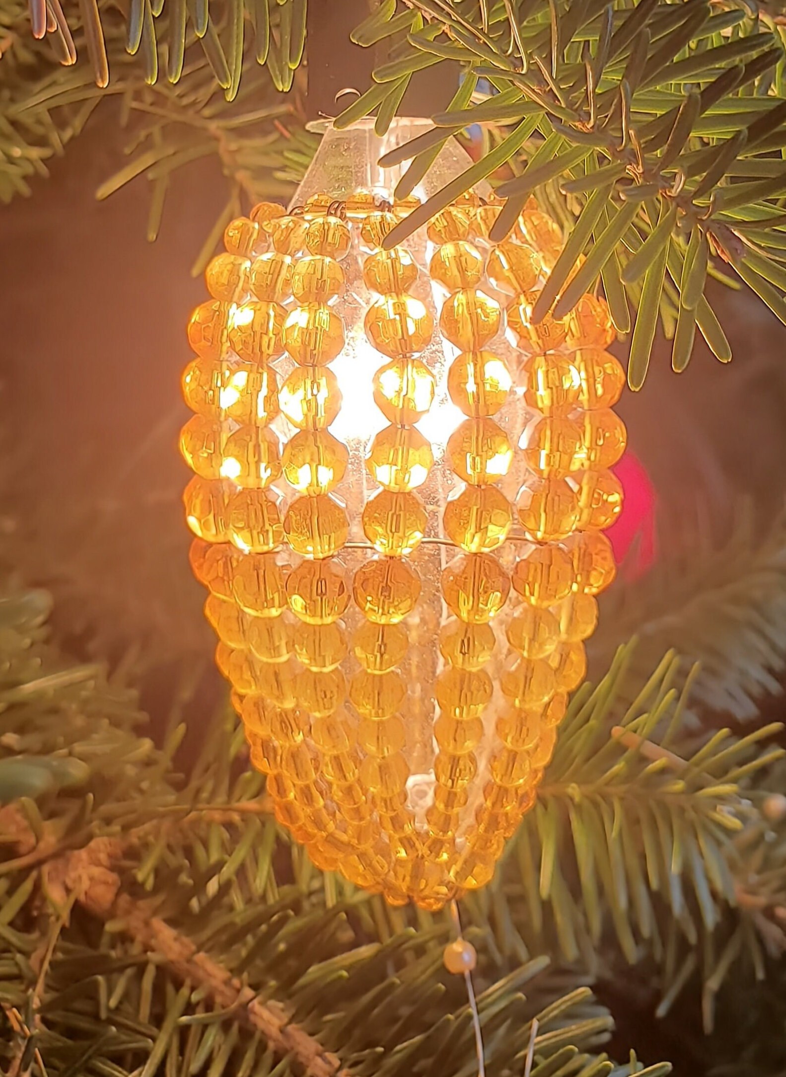 Antique Gold Glass Beaded Light Bulb, Chandelier Covers, Wired Glass ...