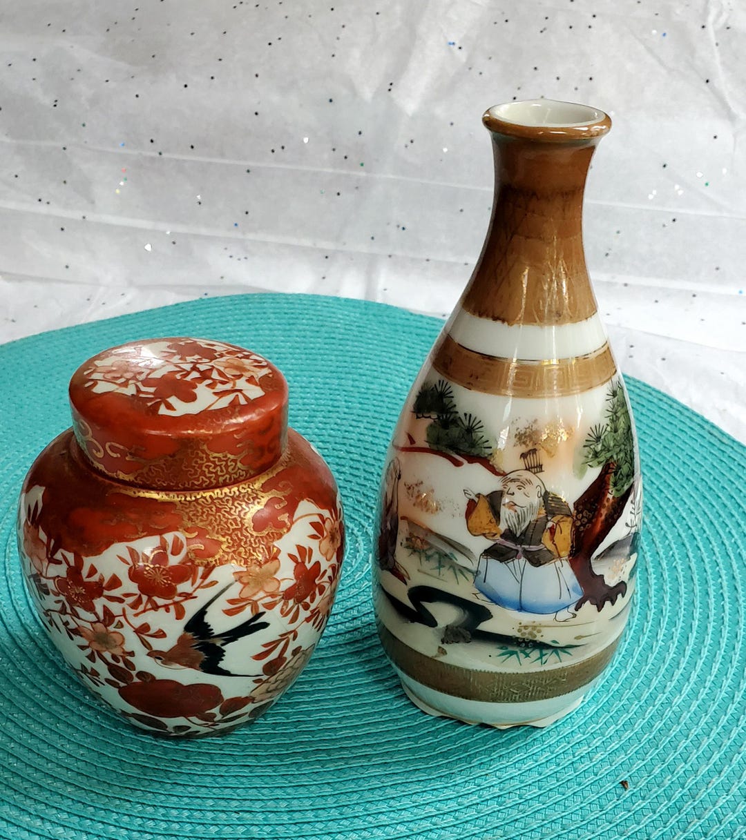 Vintage Japan Porcelain Floral / Bird Ginger Jar / Saki Bottle ...