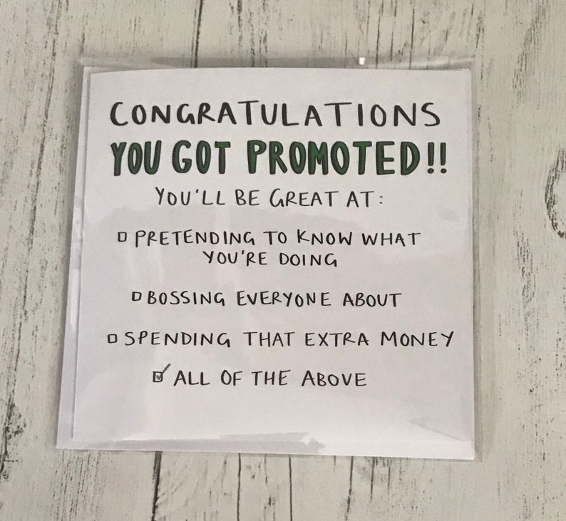 Promotion Card / You Got Promoted / New Job Card / Funny Card ...