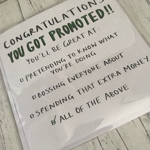 Promotion Card / You Got Promoted / New Job Card / Funny Card ...