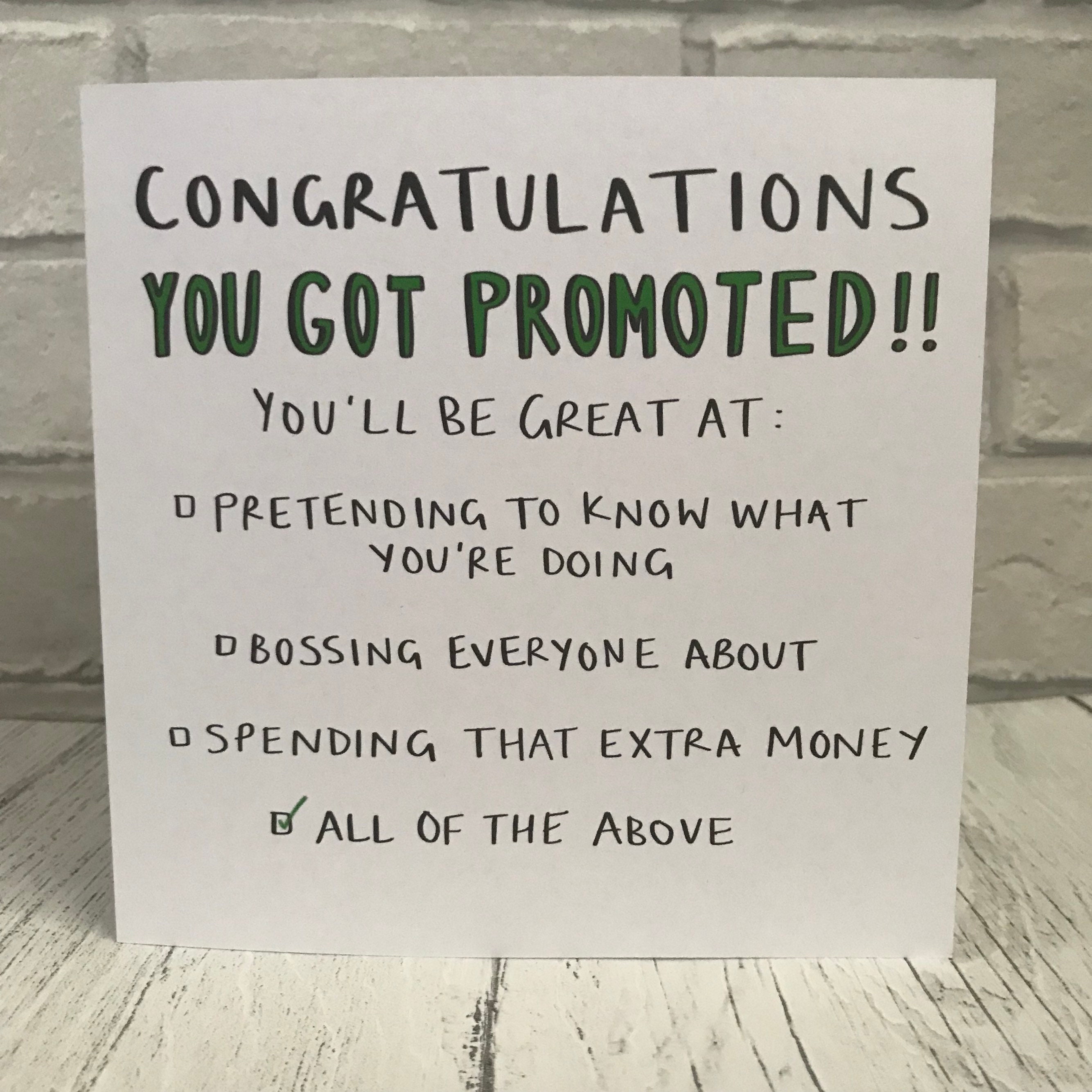 Promotion Card / You Got Promoted / New Job Card / Funny Card ...