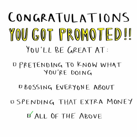 Promotion Card / You Got Promoted / New Job Card / Funny Card | Etsy