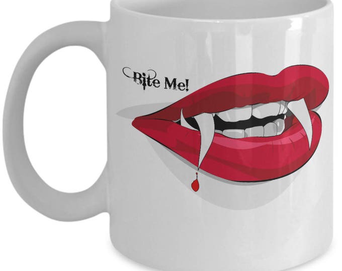 Bite Me Vampire Mug, Spooky Creepy Scary Mug, Vampire Lovers Gift Idea ...