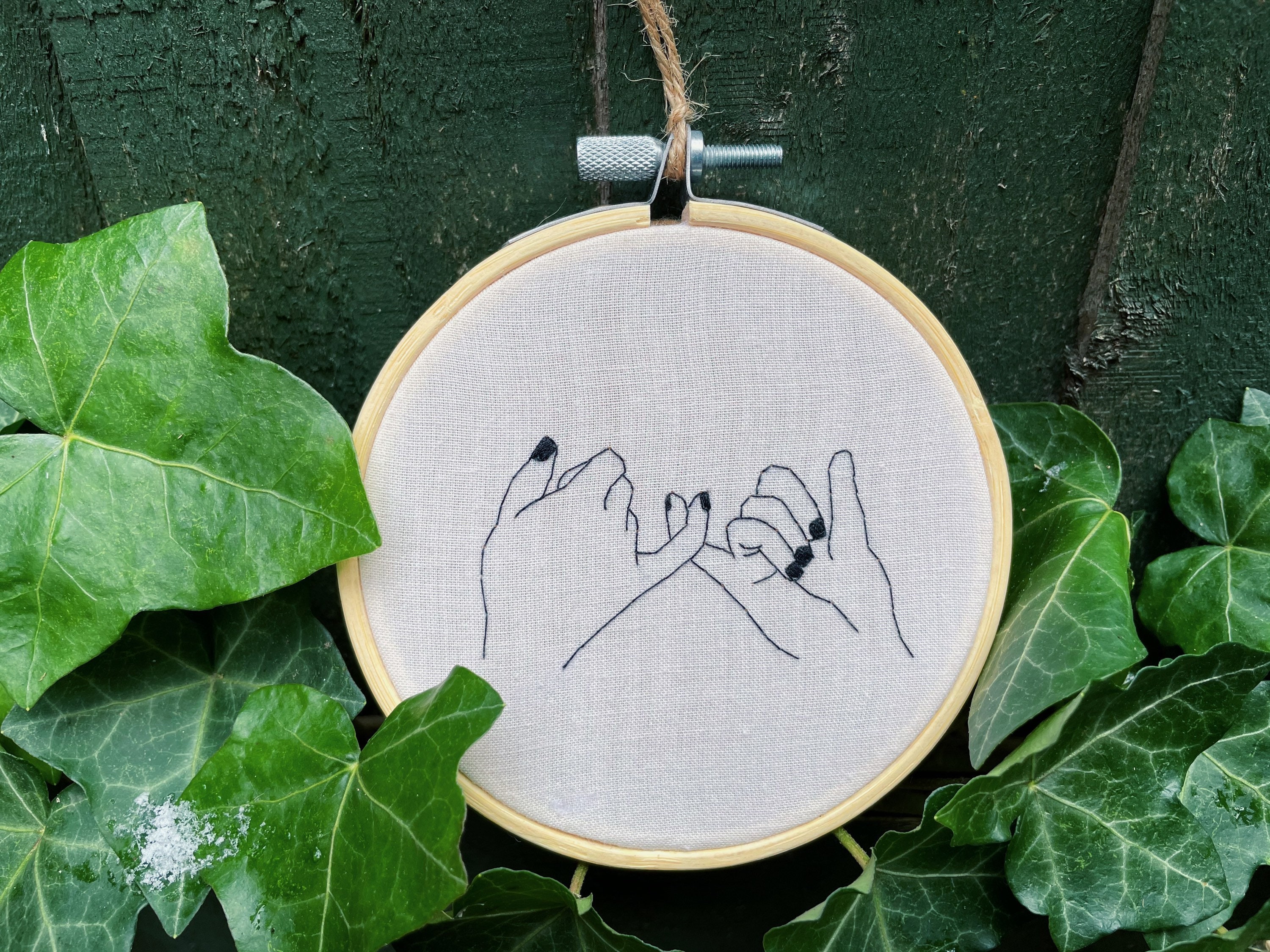 Embroidered hanging pinky promise wall decor wall hangings | Etsy