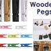 36 X Natural Wooden Mini Craft Pegs Spring Wood Clips 2 Meter String ...