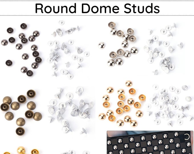100pcs Half Round Dome Studs Claw Rivets for Handmade Leather Crafts ...