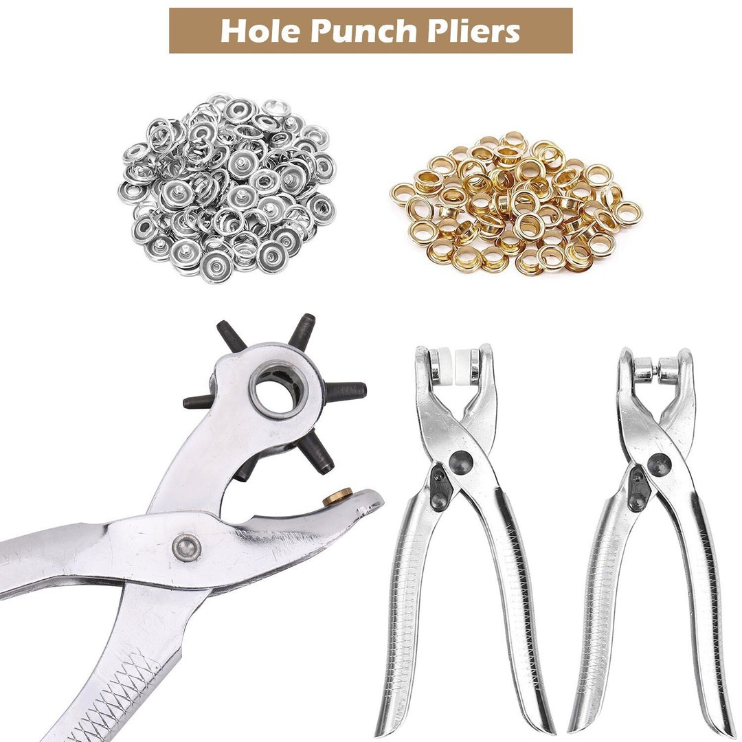 Grommet Setting Tool Kit, Revolving Hole Punching Pliers Set, Snap ...