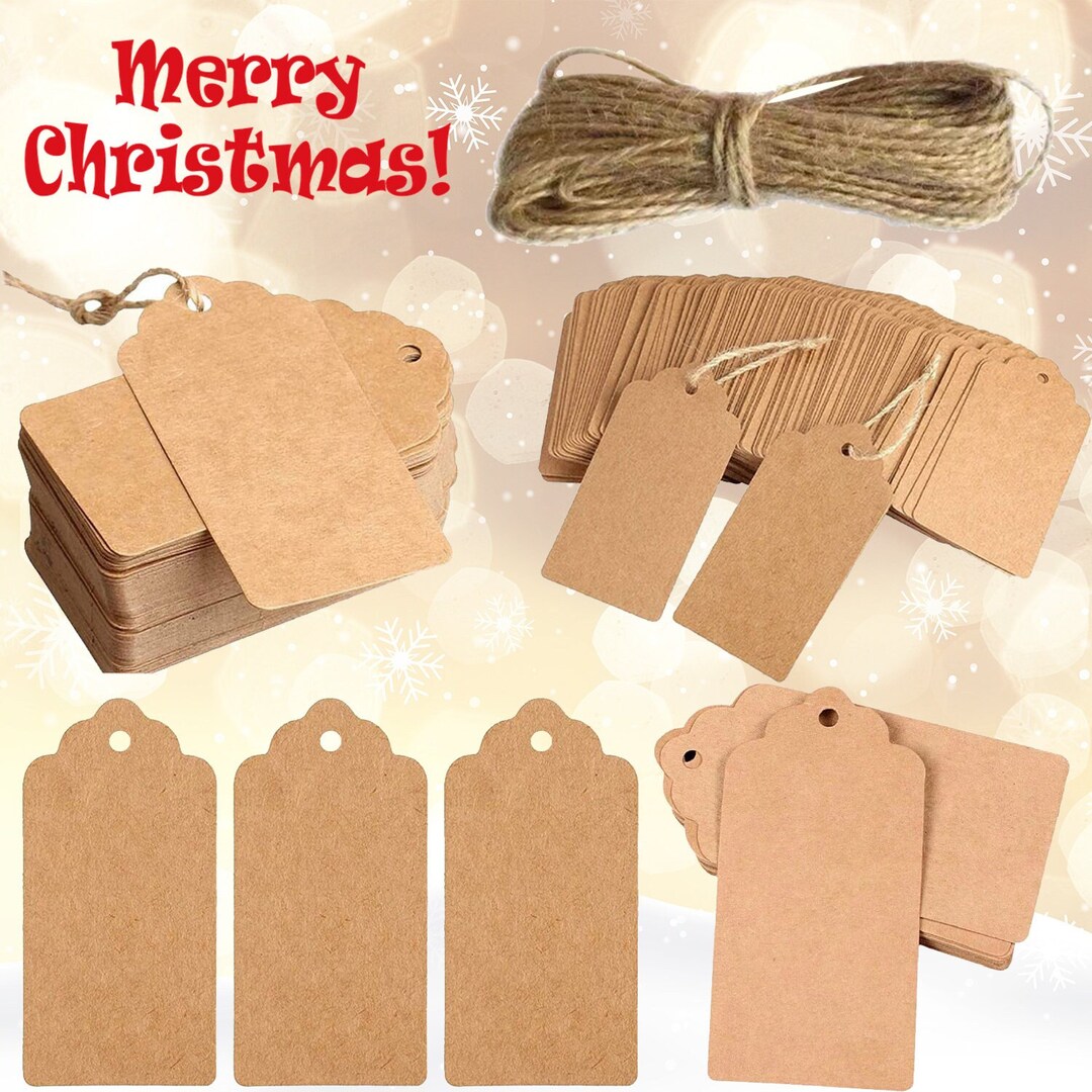 Christmas Gift Tags Kraft Paper Gift Tags With String Blank - Etsy