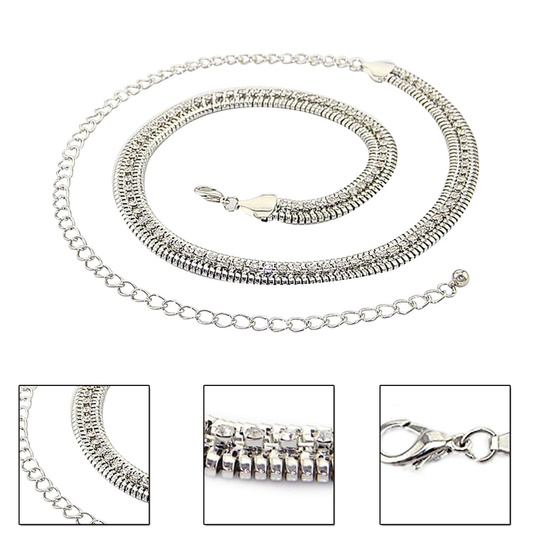 Women's Silver Waist Chain Belt With Diamante Rhinestone - Etsy