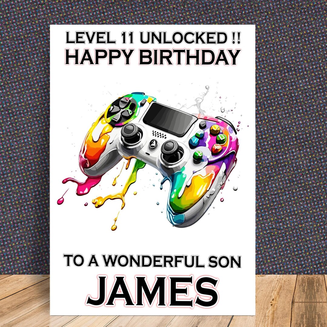 Personalised Game Birthday Card Custom Name Age and Relation Gamer ...