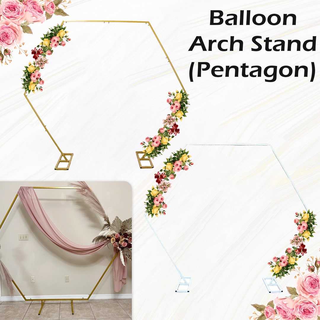 Pentagon Balloon Arch Stand Wedding Arch Backdrop Stand Metal Gold ...