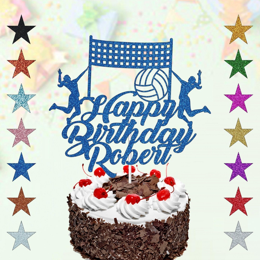 Volleyball Happy Birthday Cake Topper, Glitter Girls Volleyball Player ...