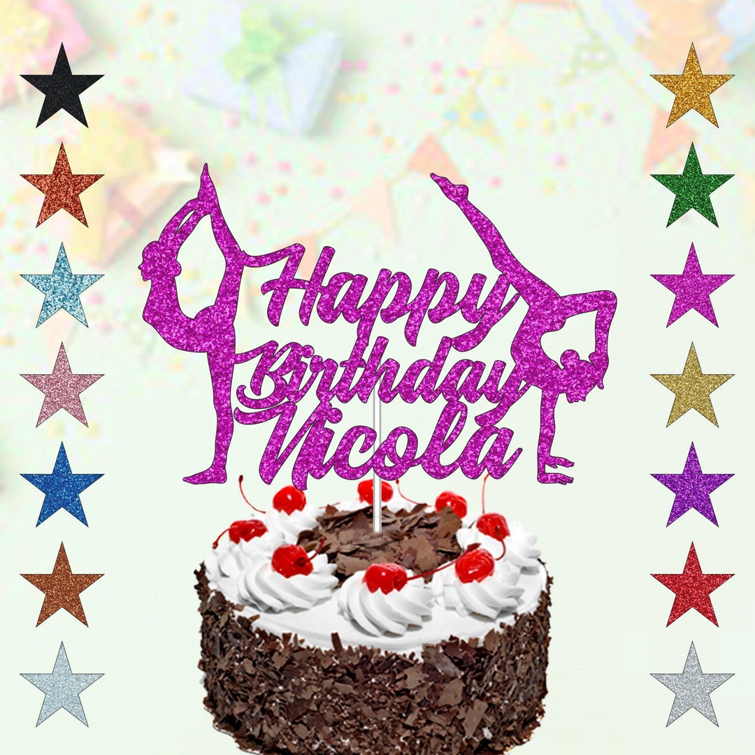 Personalised Yoga Cake Topper Glitter Cake Topper Customize Any Name ...