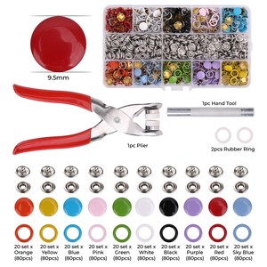 KAM Fixed Snap Fasteners Set Metal Ring Button Poppers With Plier for ...