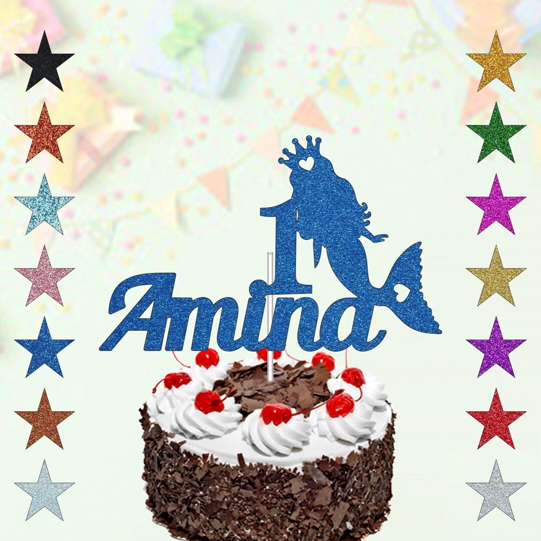 Personalised Glitter Cake Topper, Mermaid Birthday Cake Topper, Mermaid ...