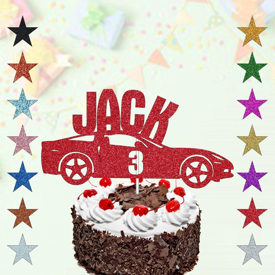 Motorbike Sports Car Cake Topper, Glitter Racing Car Cake Topper With ...